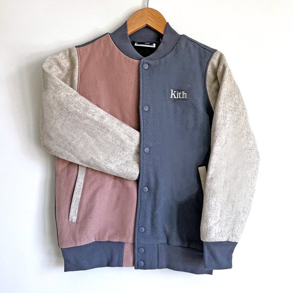 Kith | Jackets & Coats | Nwt Kith Kids Varsity Jacket In Bluemauvecream ...